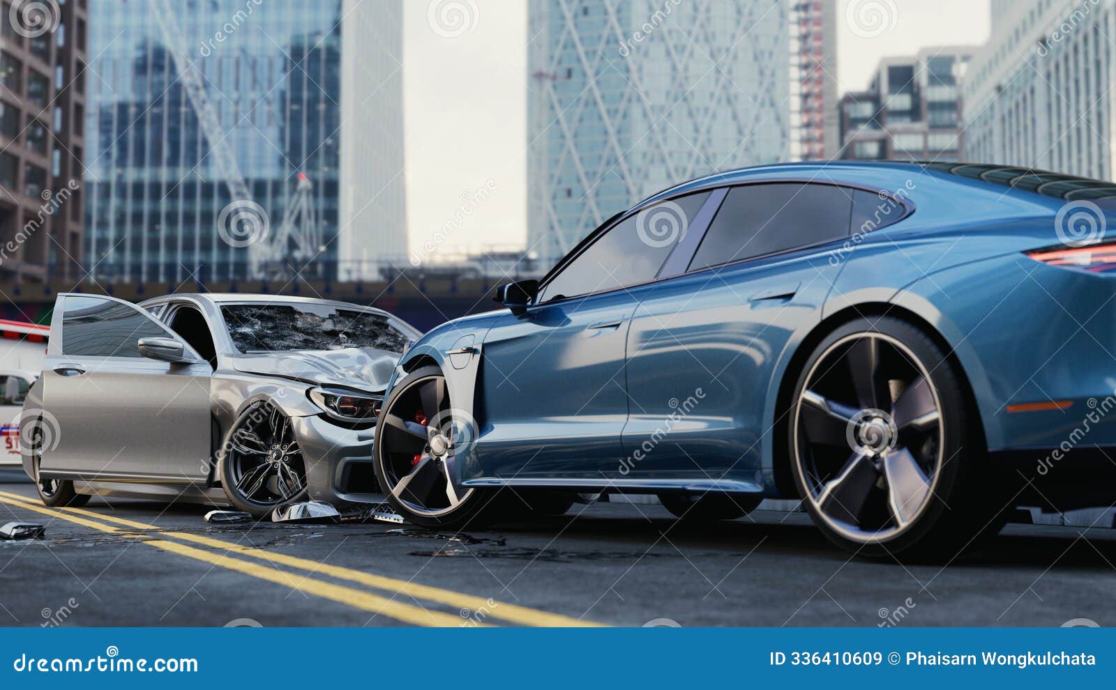 Image of a Car Accident that Occurred on the Stomach. 3d Render and ...