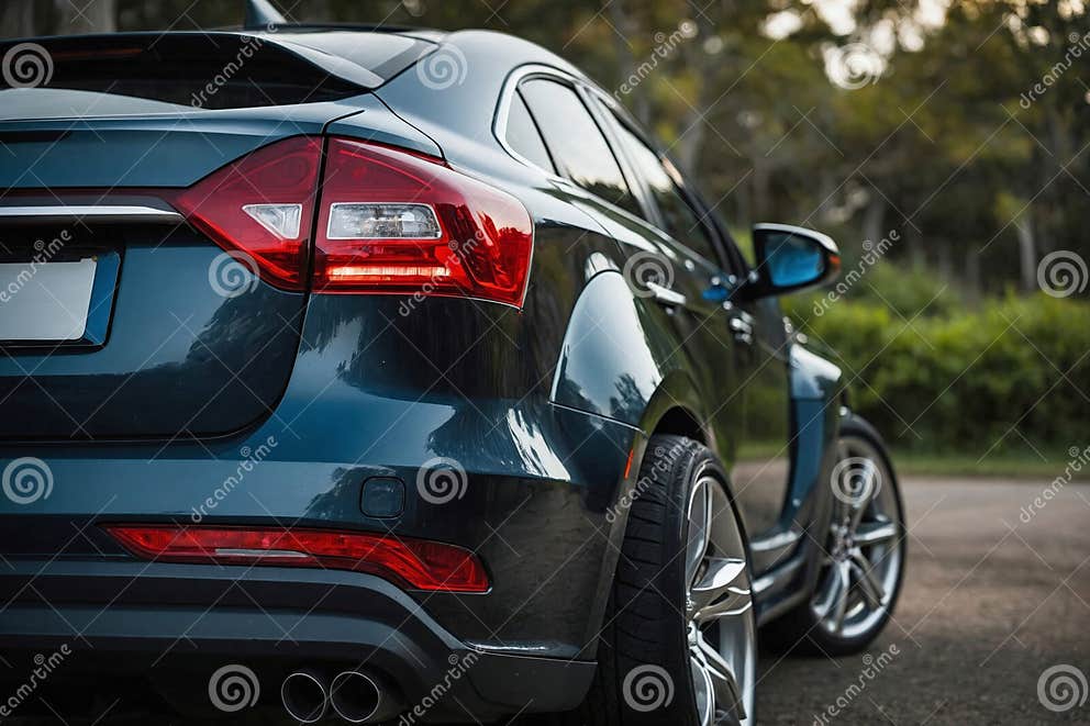 An Image of a Car from Back View, Emphasizing Tail Light Stock ...