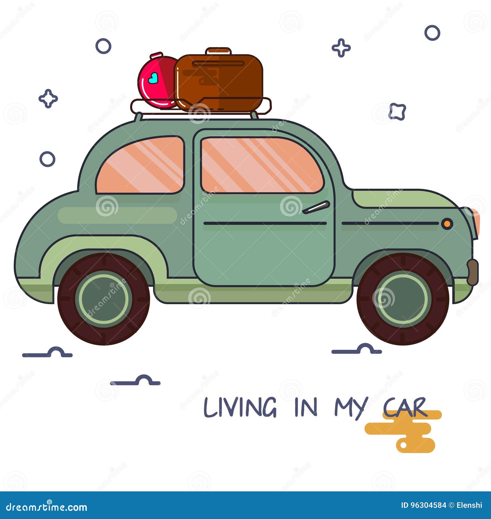 An Image of a Car in Cartoon Style. by Car, Go on a Trip Stock Vector ...
