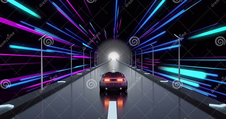 Image of Car Image Game Over Pink and Blue Neon Light Trails Stock ...
