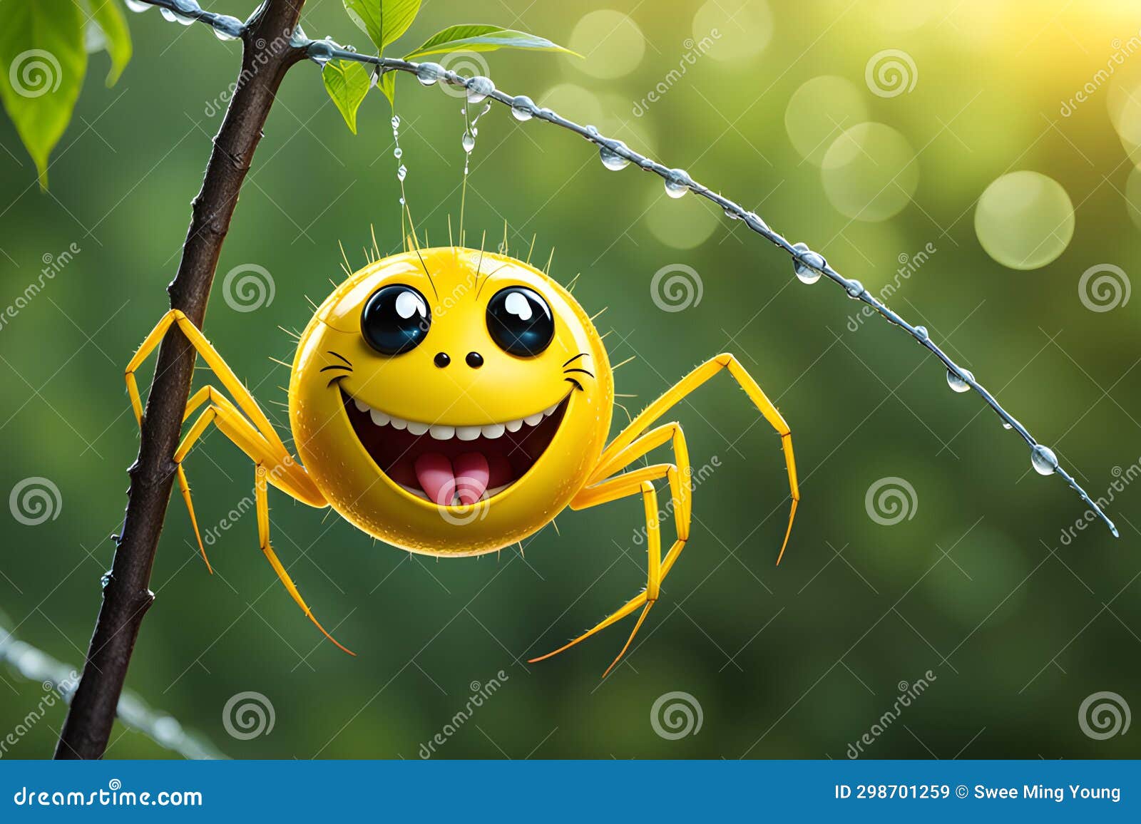 Image of Cartoon Jumping Spider Smiling Like Human Mouth Feature. 库存例证 ...