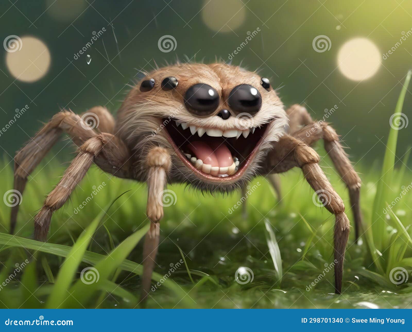 Image of Cartoon Jumping Spider Smiling Like Human Mouth Feature. 库存例证 ...