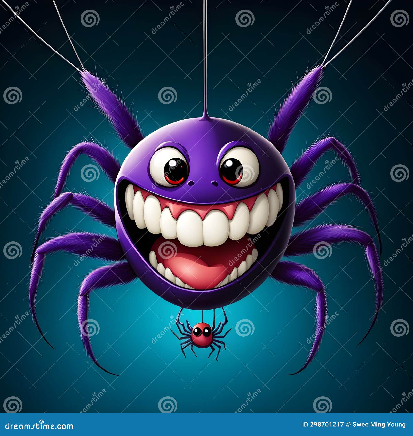 Image of Cartoon Jumping Spider Smiling Like Human Mouth Feature. Stock ...