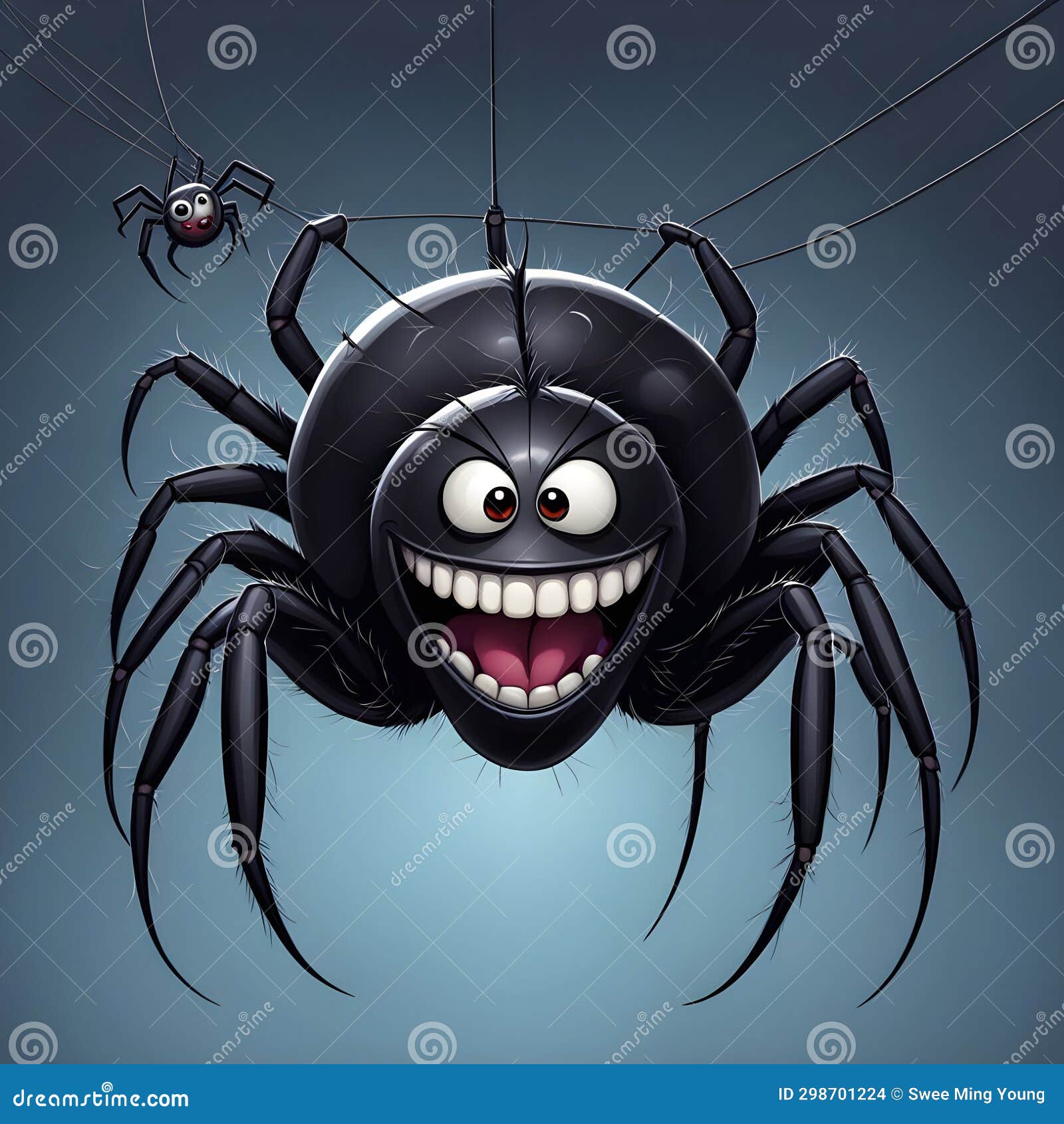 Image of Cartoon Jumping Spider Smiling Like Human Mouth Feature. Stock ...