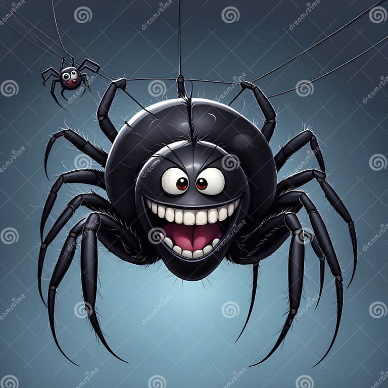 Image of Cartoon Jumping Spider Smiling Like Human Mouth Feature. Stock ...