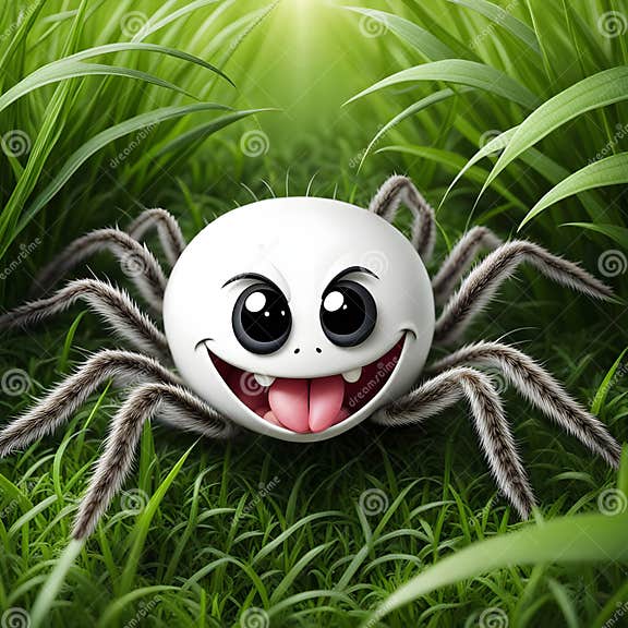 Image of Cartoon Jumping Spider Smiling Like Human Mouth Feature. Stock ...
