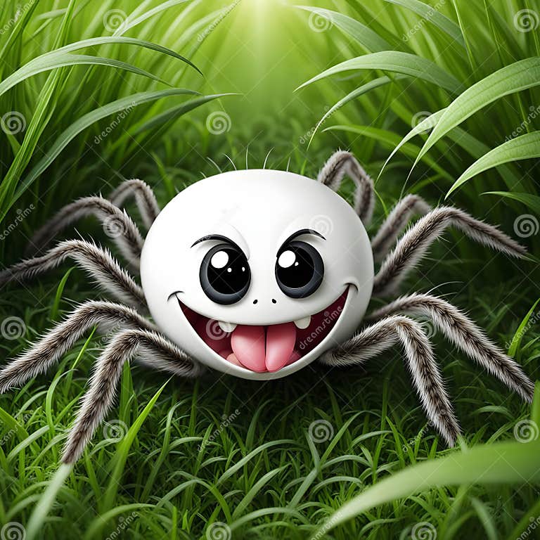 Image of Cartoon Jumping Spider Smiling Like Human Mouth Feature. Stock ...
