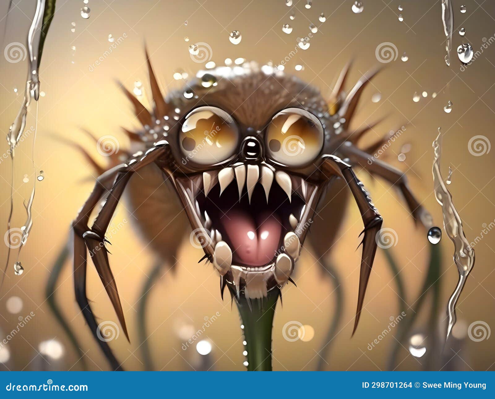 Image of Cartoon Jumping Spider Smiling Like Human Mouth Feature. Stock ...