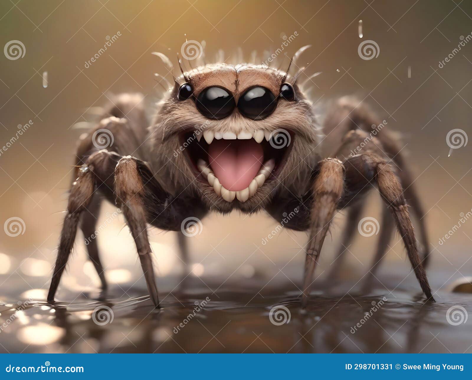 Image of Cartoon Jumping Spider Smiling Like Human Mouth Feature. Stock ...