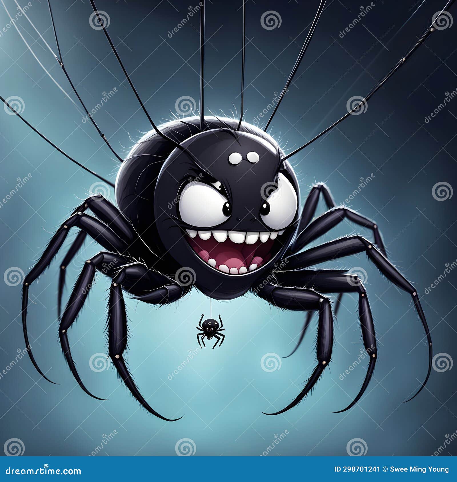 Image of Cartoon Jumping Spider Smiling Like Human Mouth Feature. Stock ...