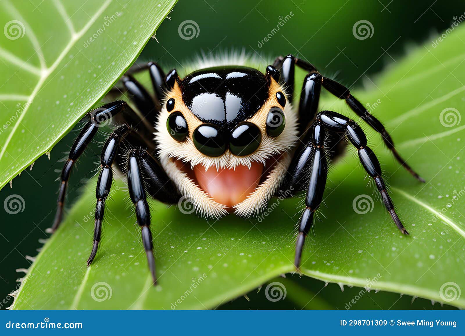 Image of Cartoon Jumping Spider Smiling Like Human Mouth Feature. Stock ...