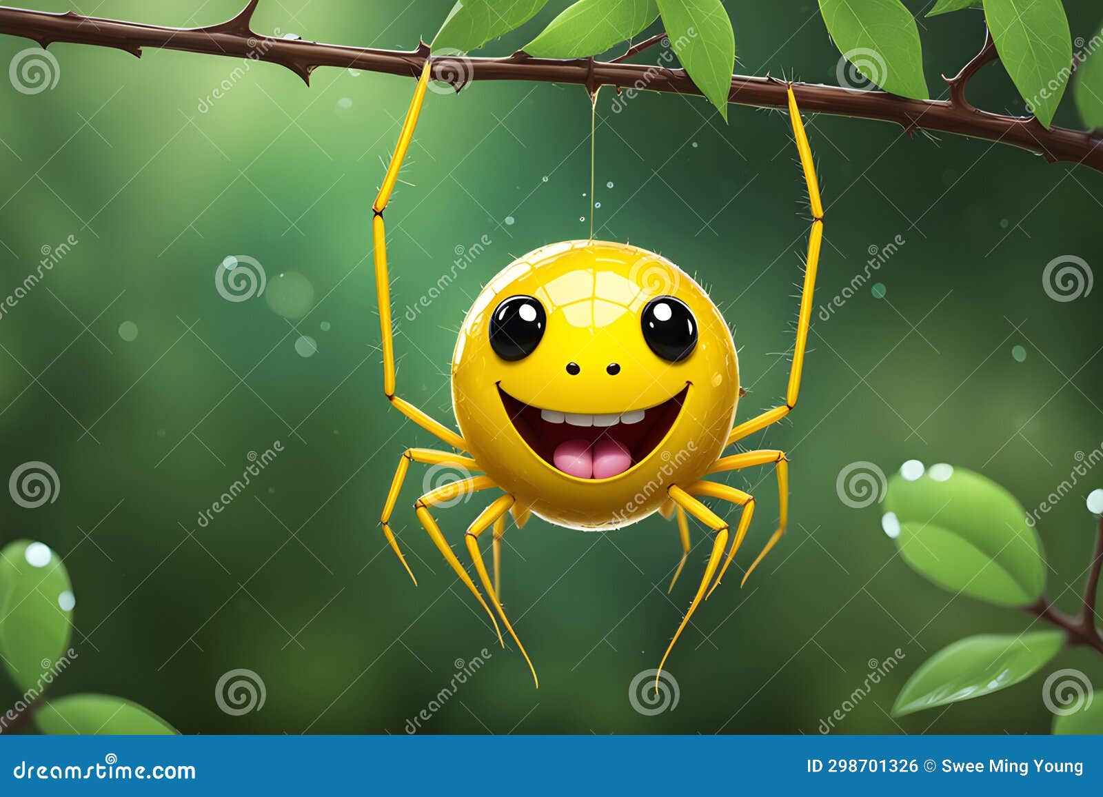 Image of Cartoon Jumping Spider Smiling Like Human Mouth Feature. Stock ...