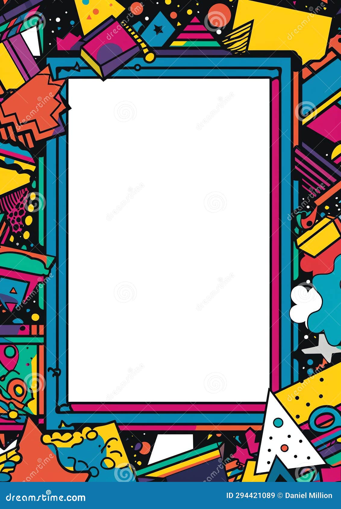 Cartoonish Doodle Frame 80s Retro Nostalgic Stock Illustration ...