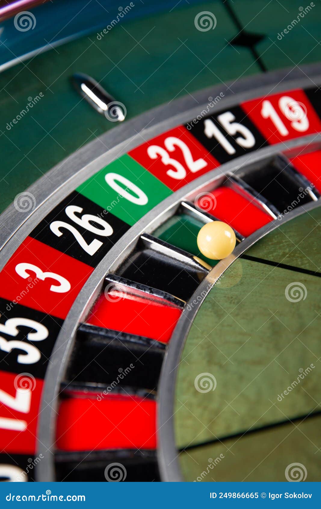 Image with Casino Roulette Wheel with Ball on Number 0 Stock Image ...