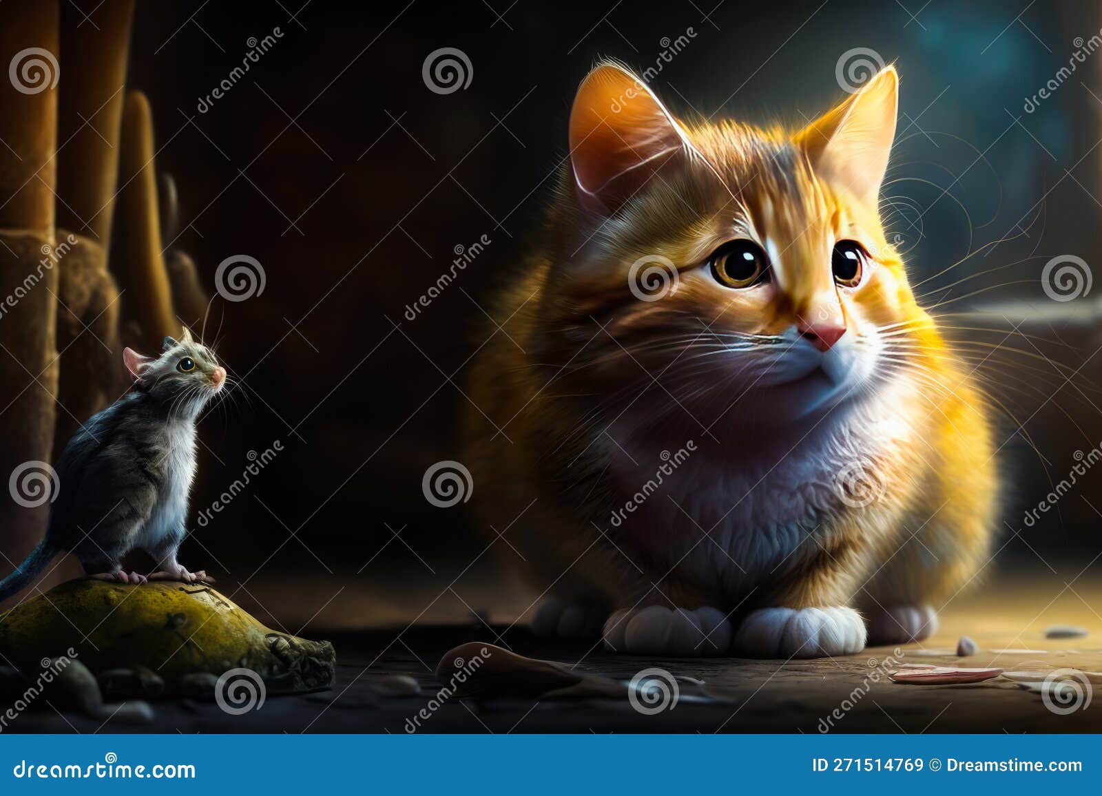 An Image of Cat Looking at Mouse. Generative AI Stock Illustration ...