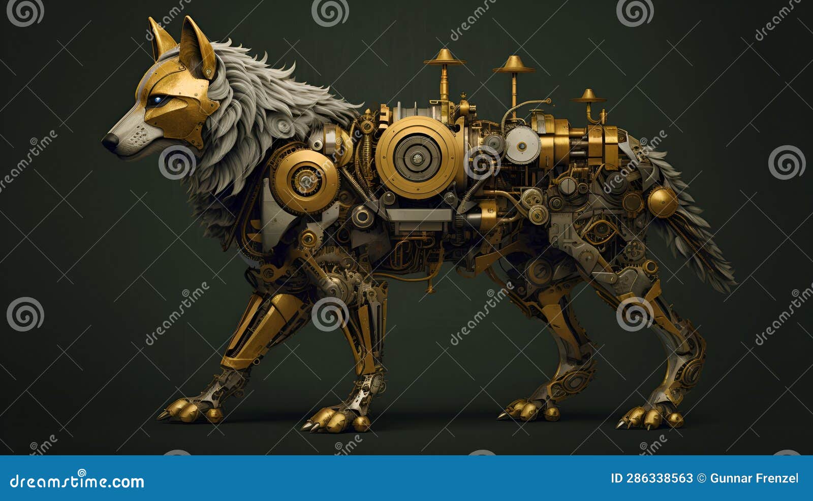 Steampunk Wolf stock illustration. Illustration of cogs - 286338563