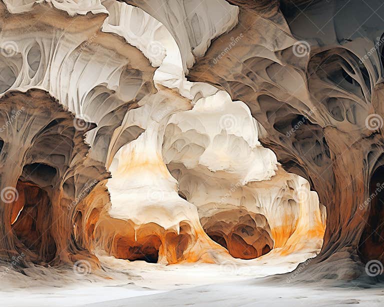 Cave Cave Has a Big Underground Cavern with Huge Rocks. Stock ...