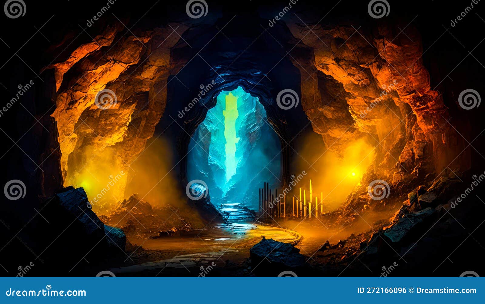 An Image of Cave with Light Coming Out of it. Generative AI Stock ...