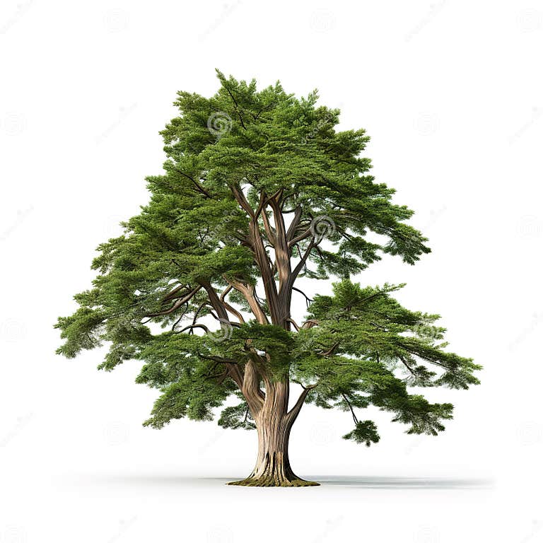 Image of Cedar Tree on White Background. Illustration, Generative AI ...