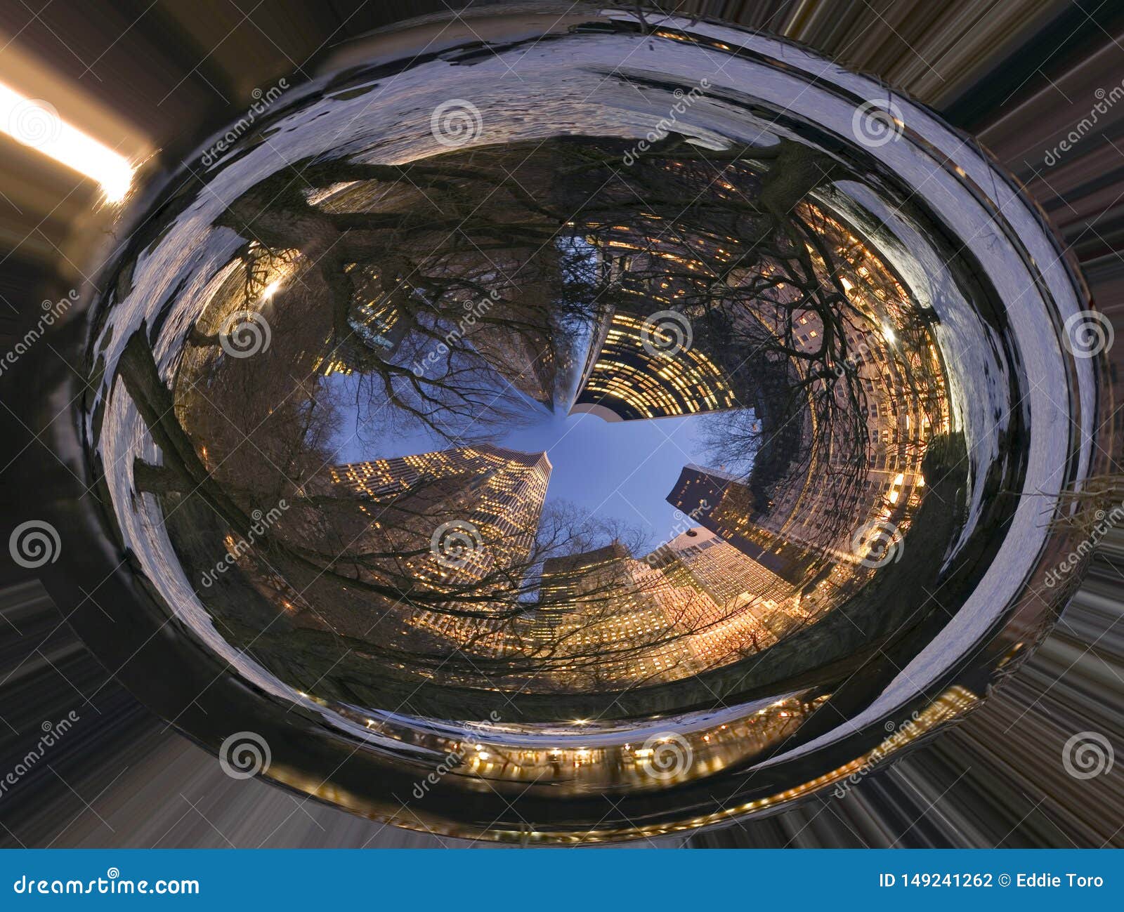 Image of Central Park by the Pond Made into a Sphere Design Stock Photo ...