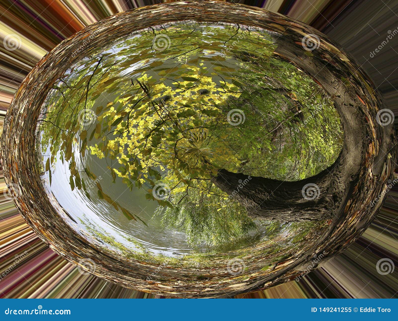 Image of Central Park by the Pond in Summer Made into a Sphere Design ...