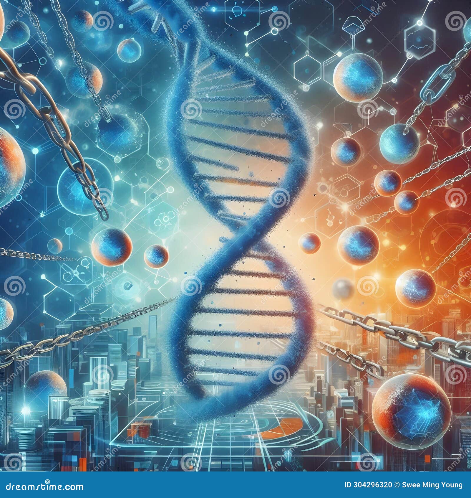 Image of a Chain Science Dna Chemistry Biotechnology Molecule Medical ...