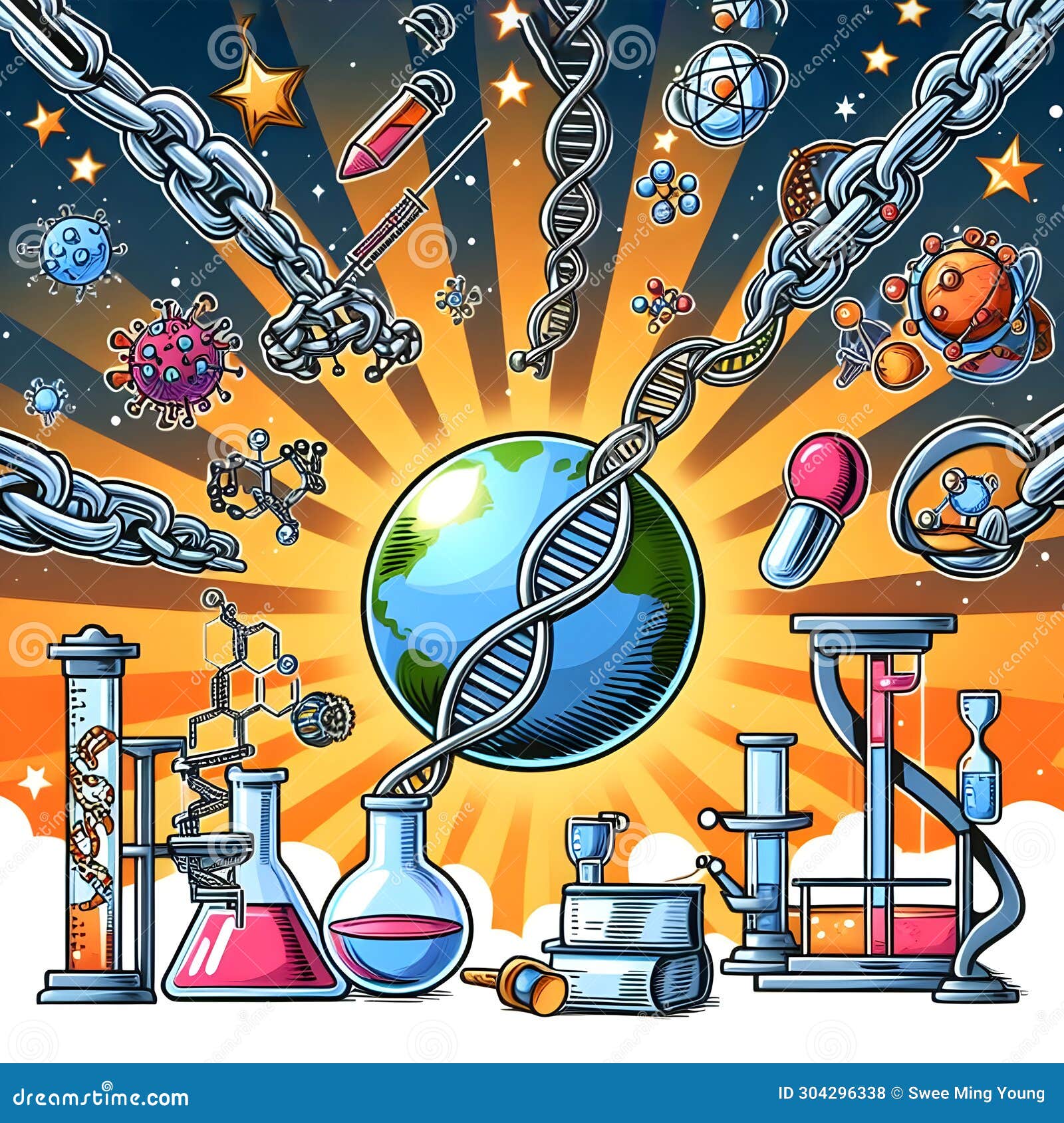 Image of a Chain Science Dna Chemistry Biotechnology Molecule Medical ...