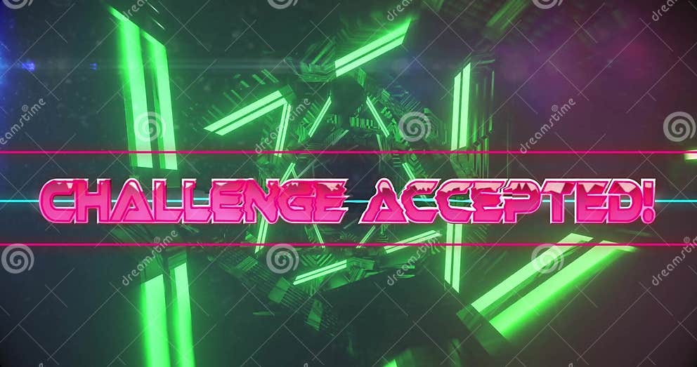 Image of Challenge Accepted Text Over Neon Pattern Background Stock ...