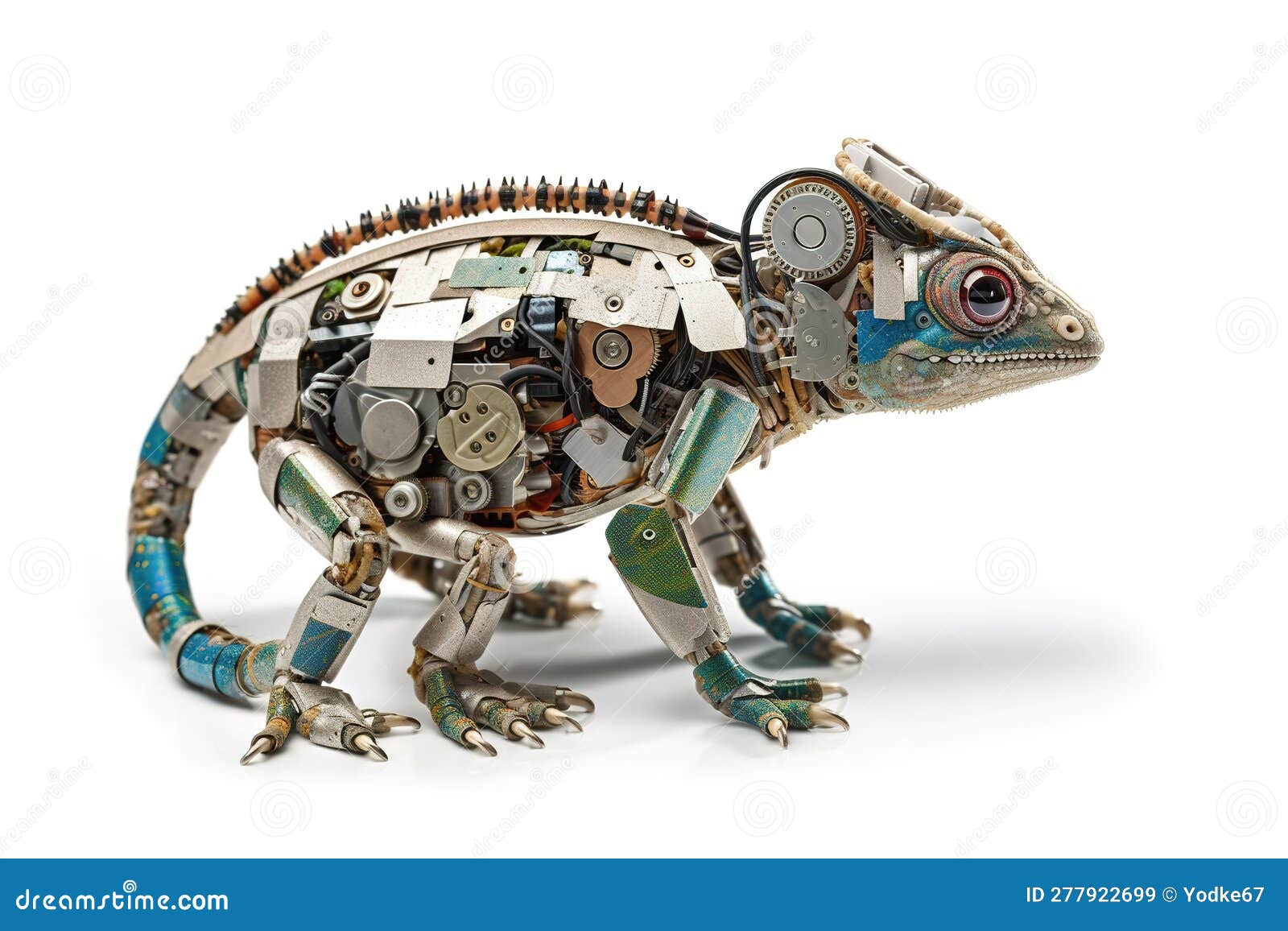 Image of a Chameleon Modified into an Electronics Robot on a White ...