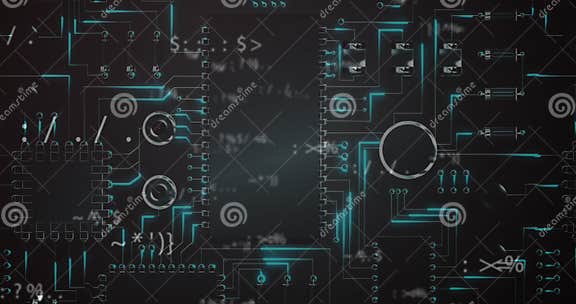 Image of Changing Symbols Over Circuit Board in Seamless Pattern ...