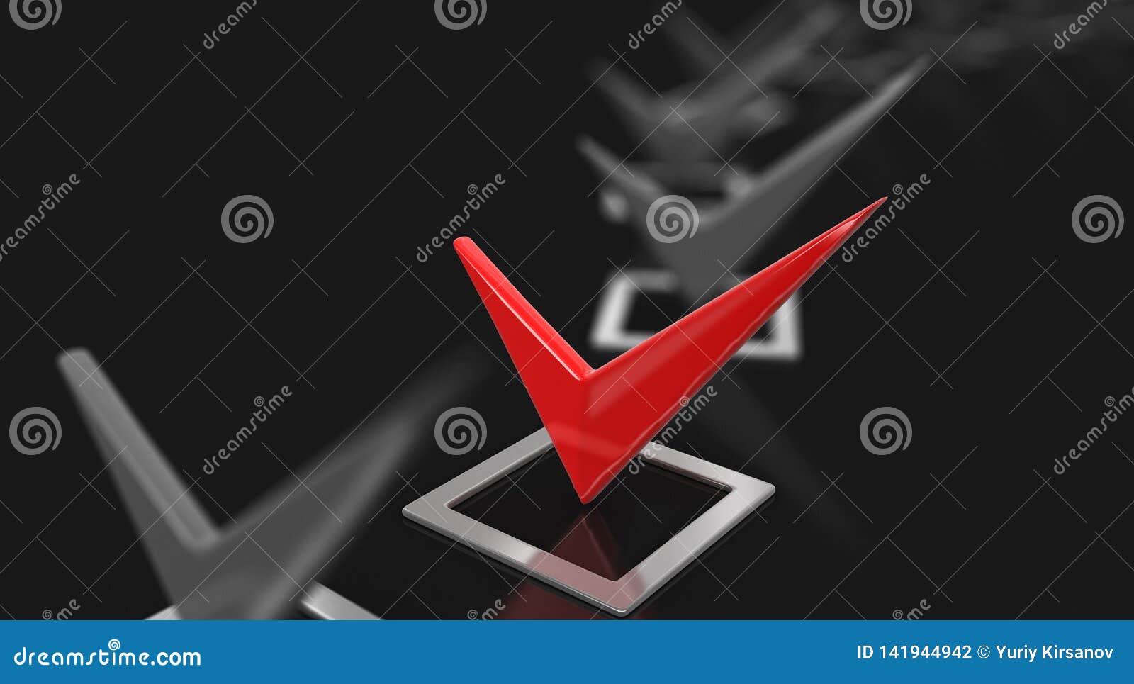 3d Check Mark on black stock illustration. Illustration of blur - 141944942