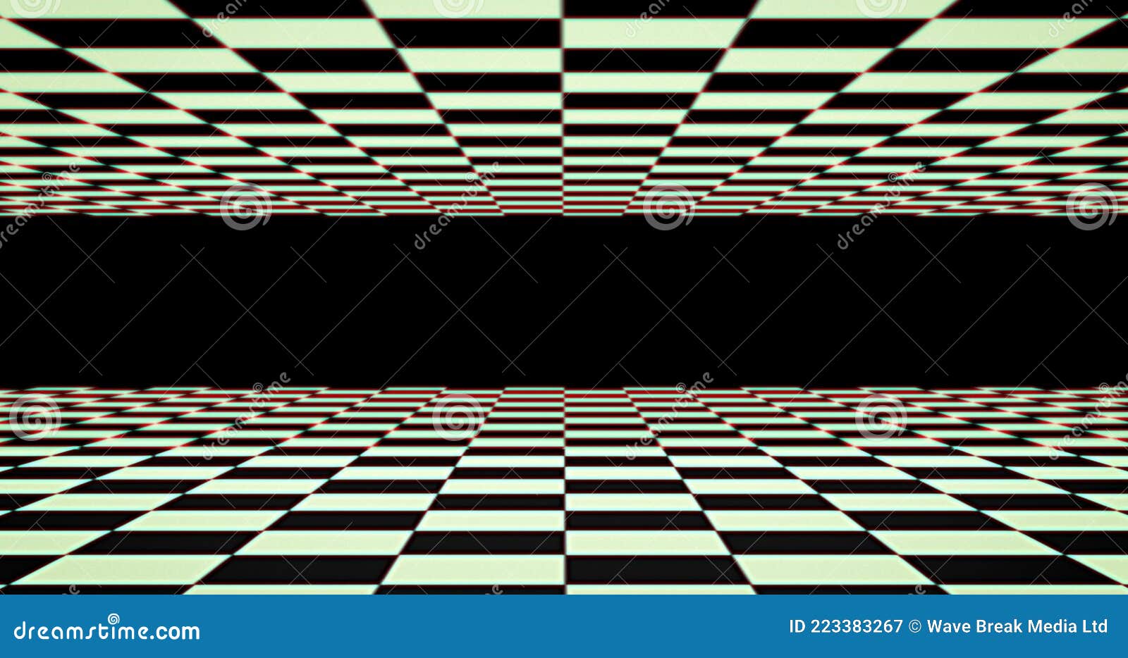Image of Checkerboard Pattern Moving in Hypnotic Motion Against Black ...
