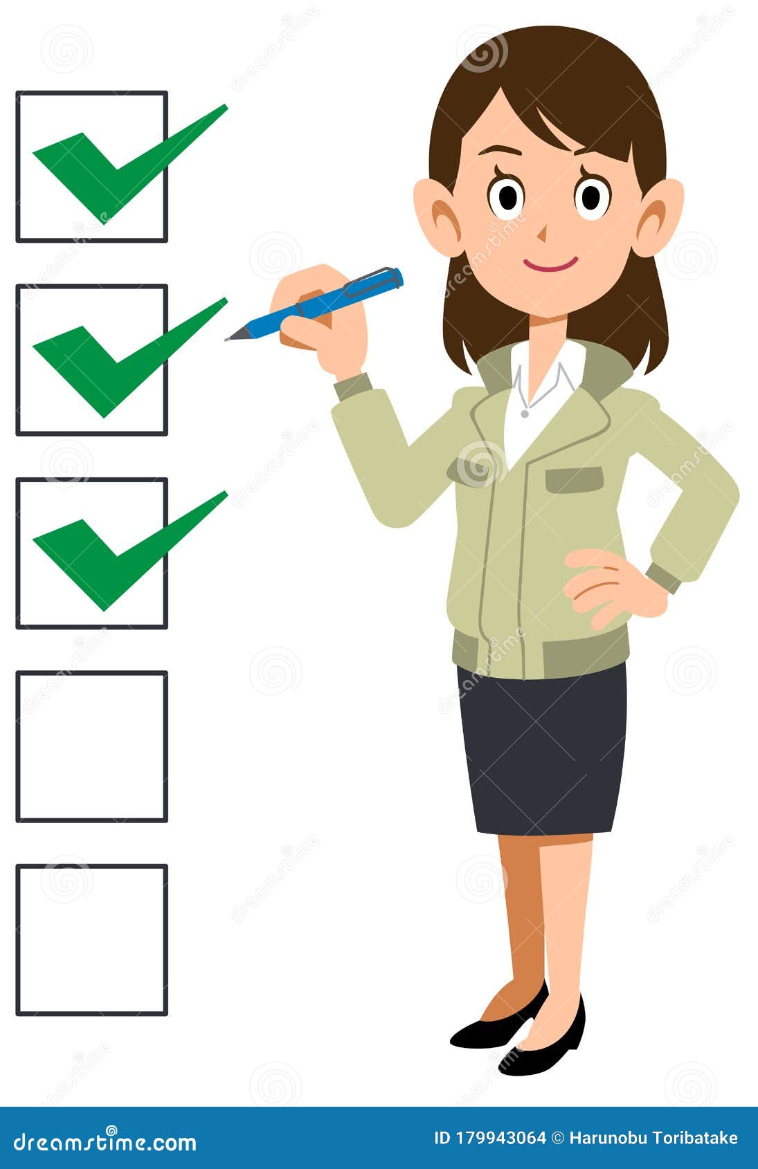 Checklist and a Woman Wearing Work Clothes Stock Vector - Illustration ...