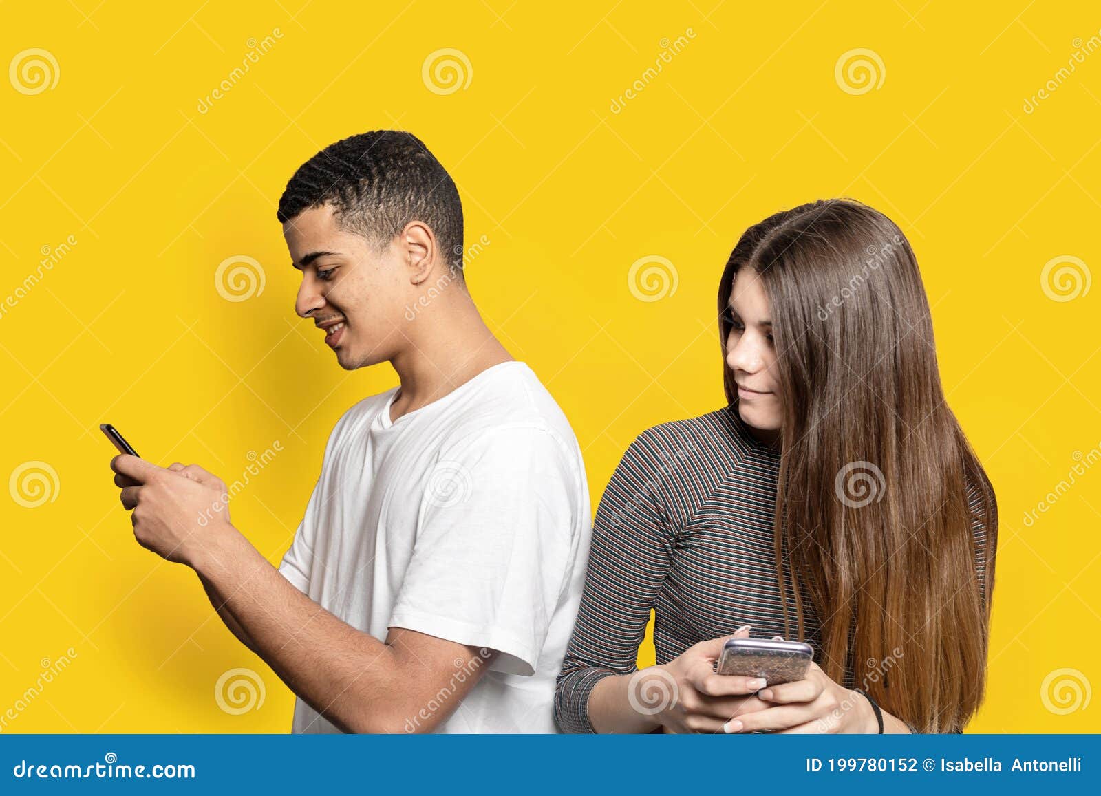 Image Of Cheerful Woman Laughing While Looking At Cellphone Of His