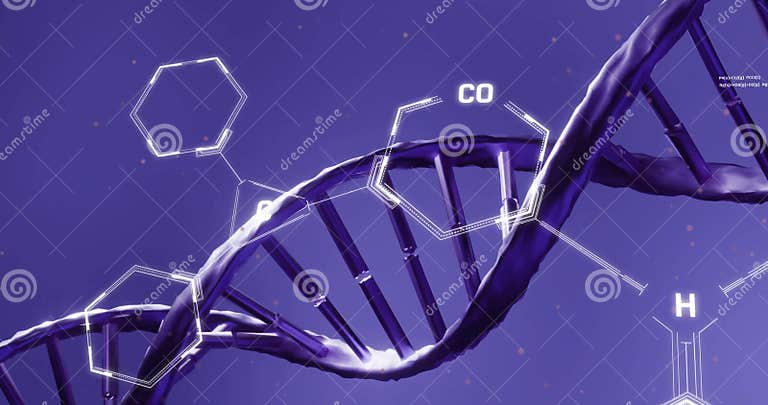 Image of Chemical Formula and Dna Strand on Blue Background Stock Photo ...