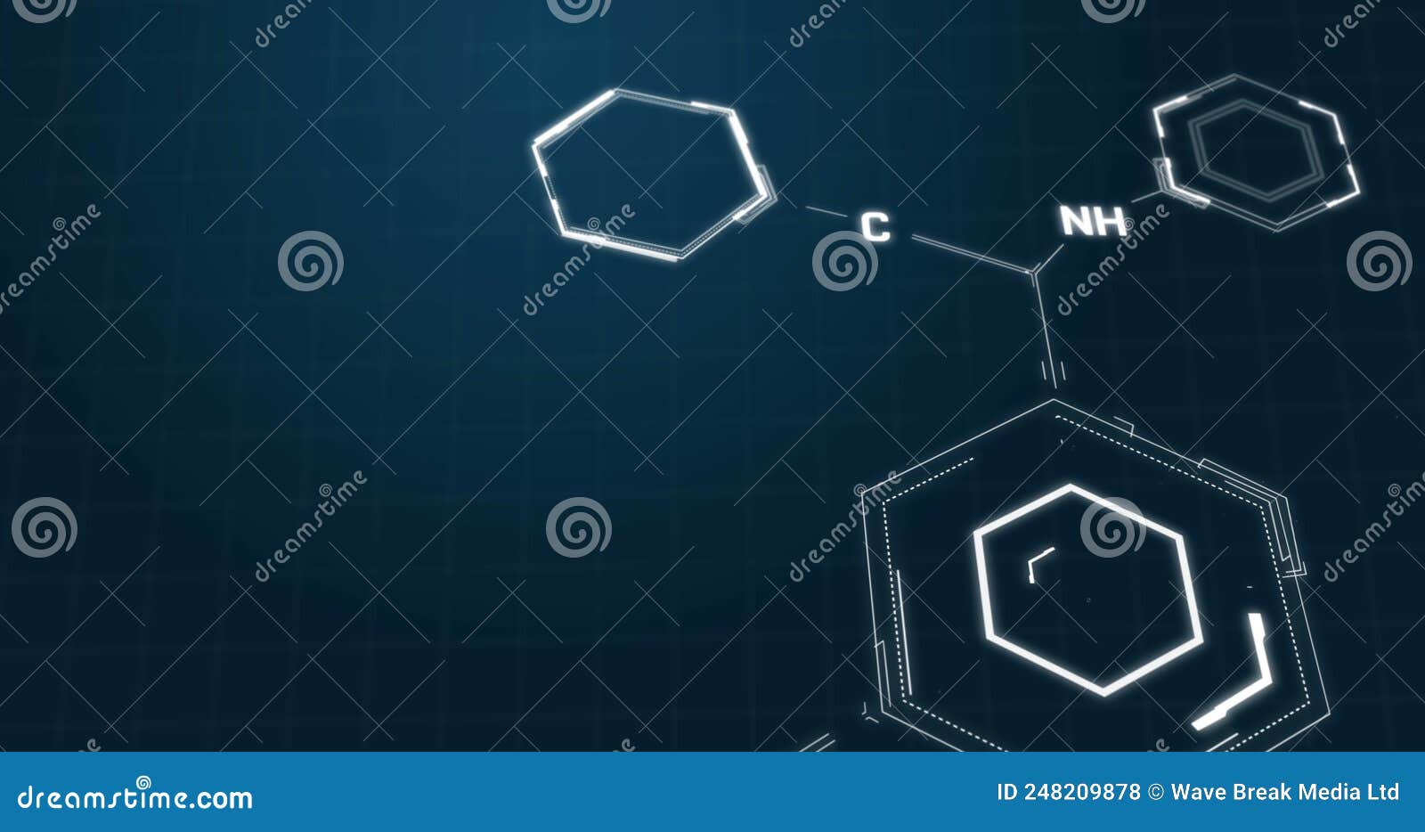 Image of Chemical Formula Structures Moving on Blue Background Stock ...