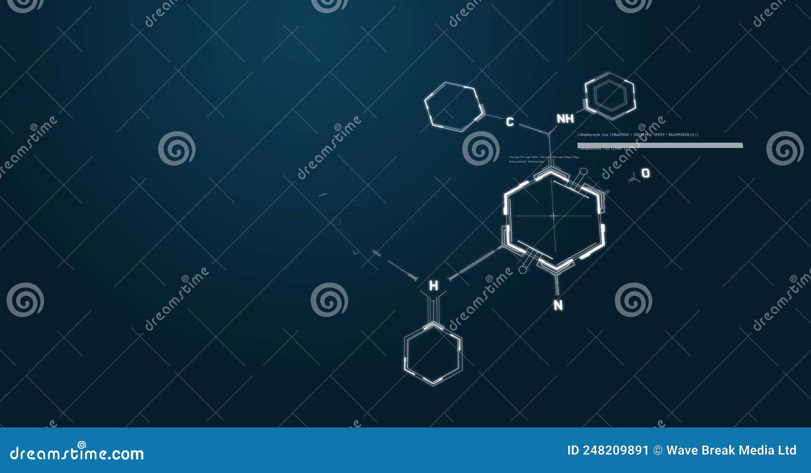Image of Chemical Formula Structures Moving on Blue Background Stock ...