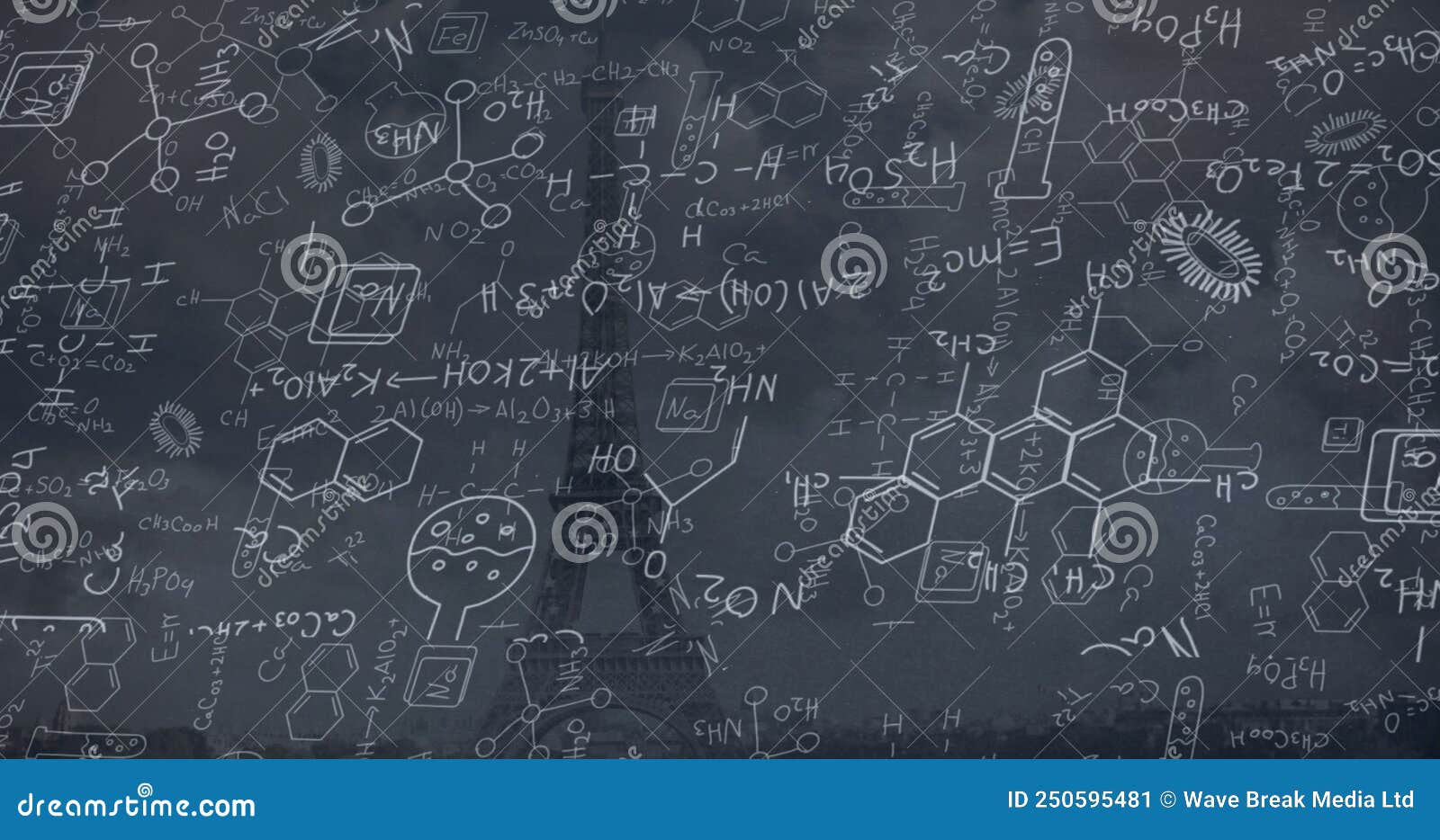 Image of Chemical Formulas on Black Background Stock Image - Image of ...