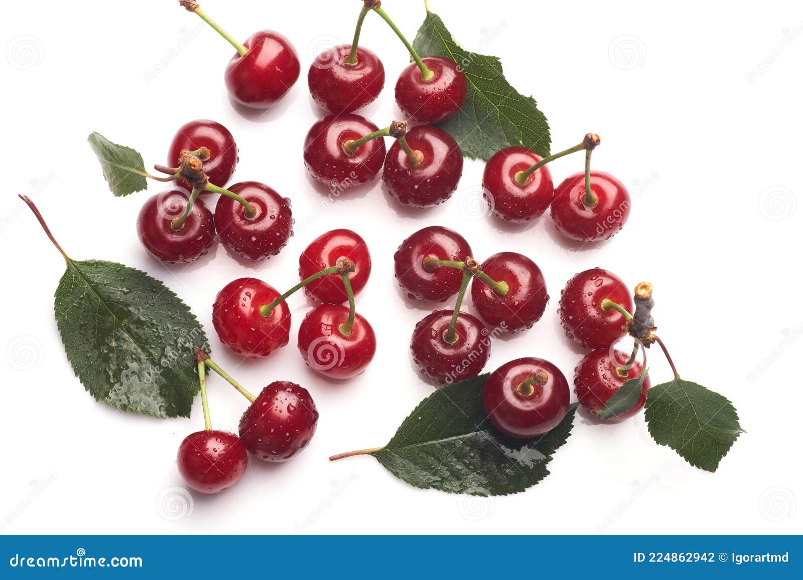 Image Cherries on a White Background. Stock Photo - Image of dessert ...