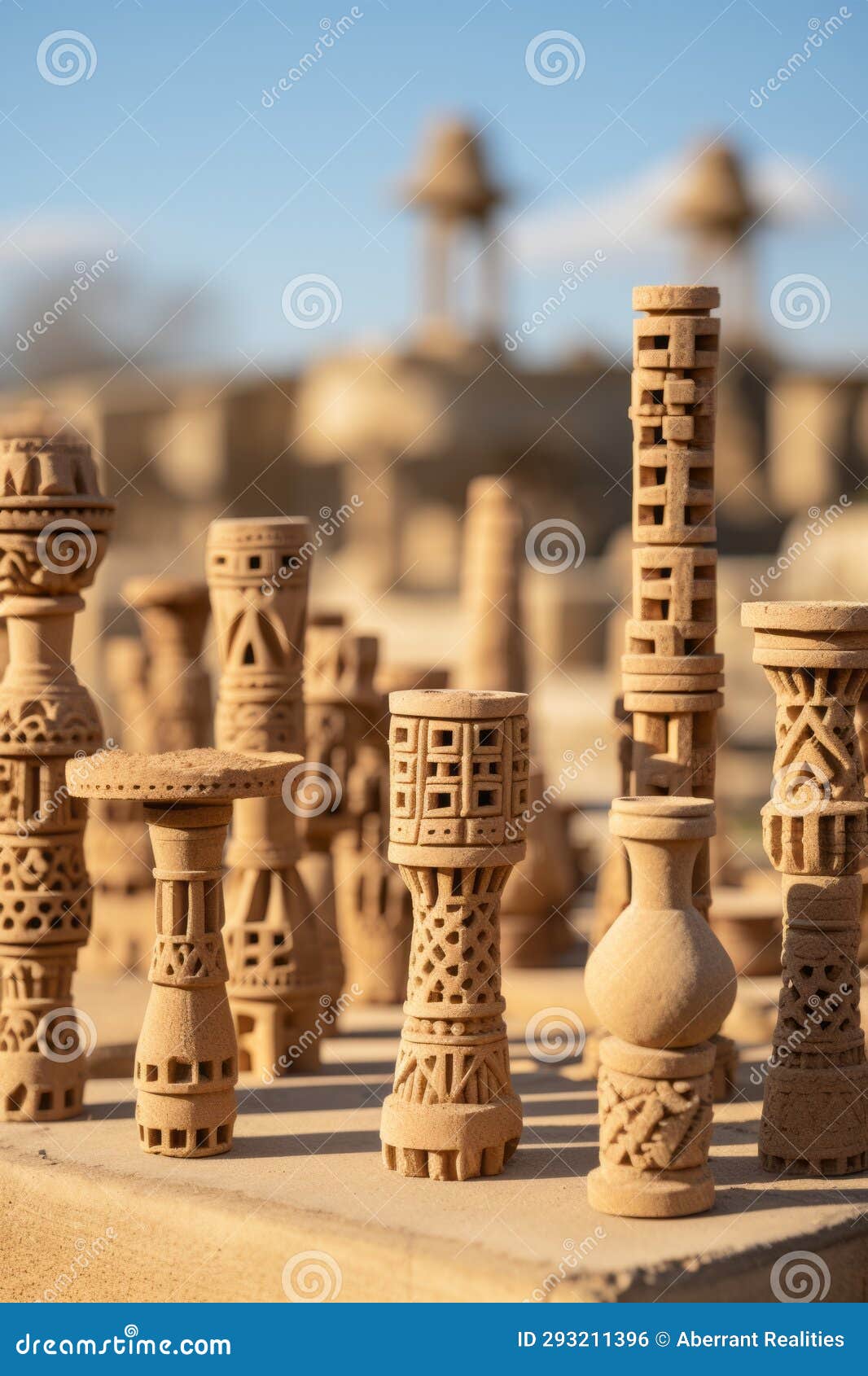 An Image of a Chess Set Made Out of Clay Stock Illustration ...