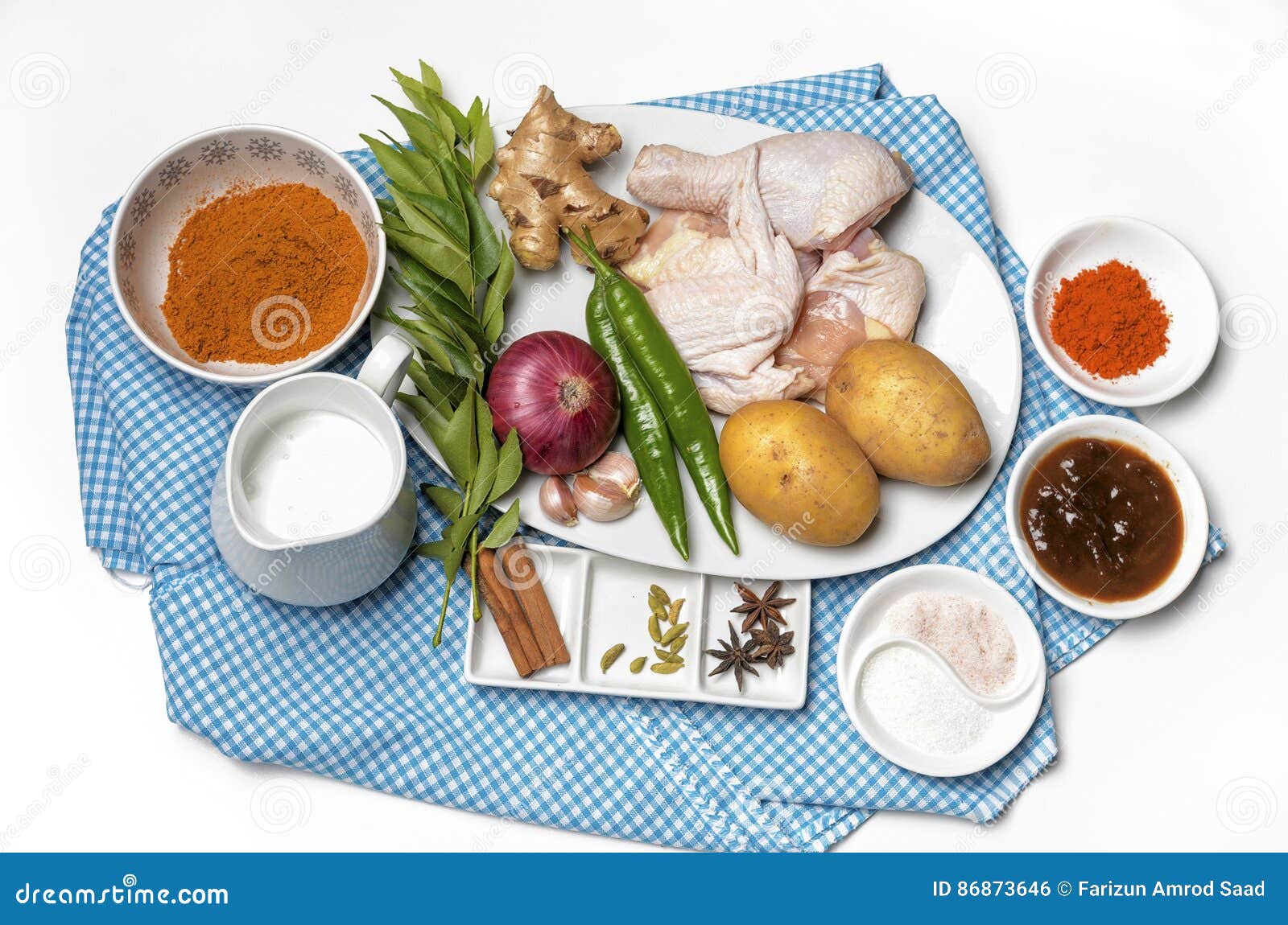 Image of Chicken Curry Preparation Platter Stock Photo - Image of ...