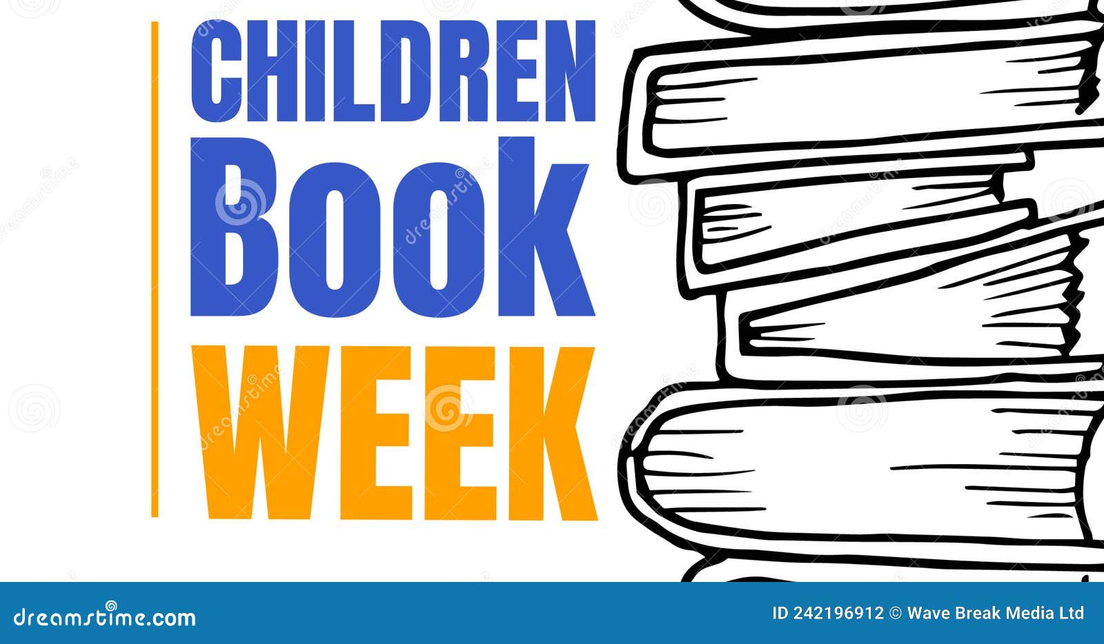 Image of Children Book Week Text Over Books on White Background Stock ...