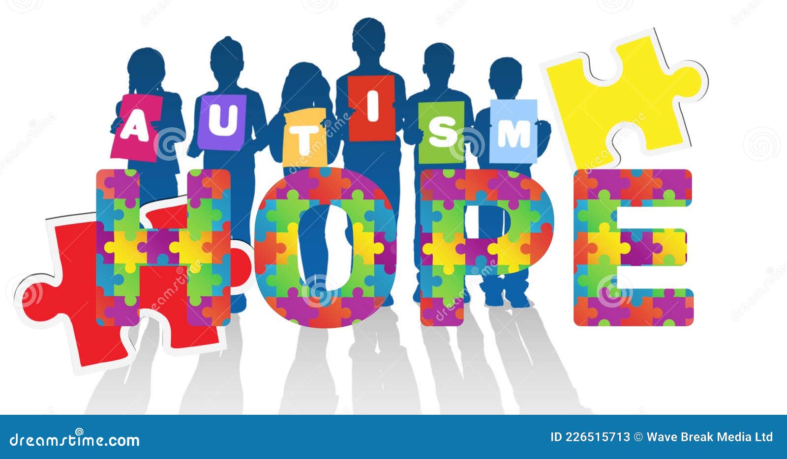 Image of Children Holding Autism Letters Over Hope Text Formed with ...