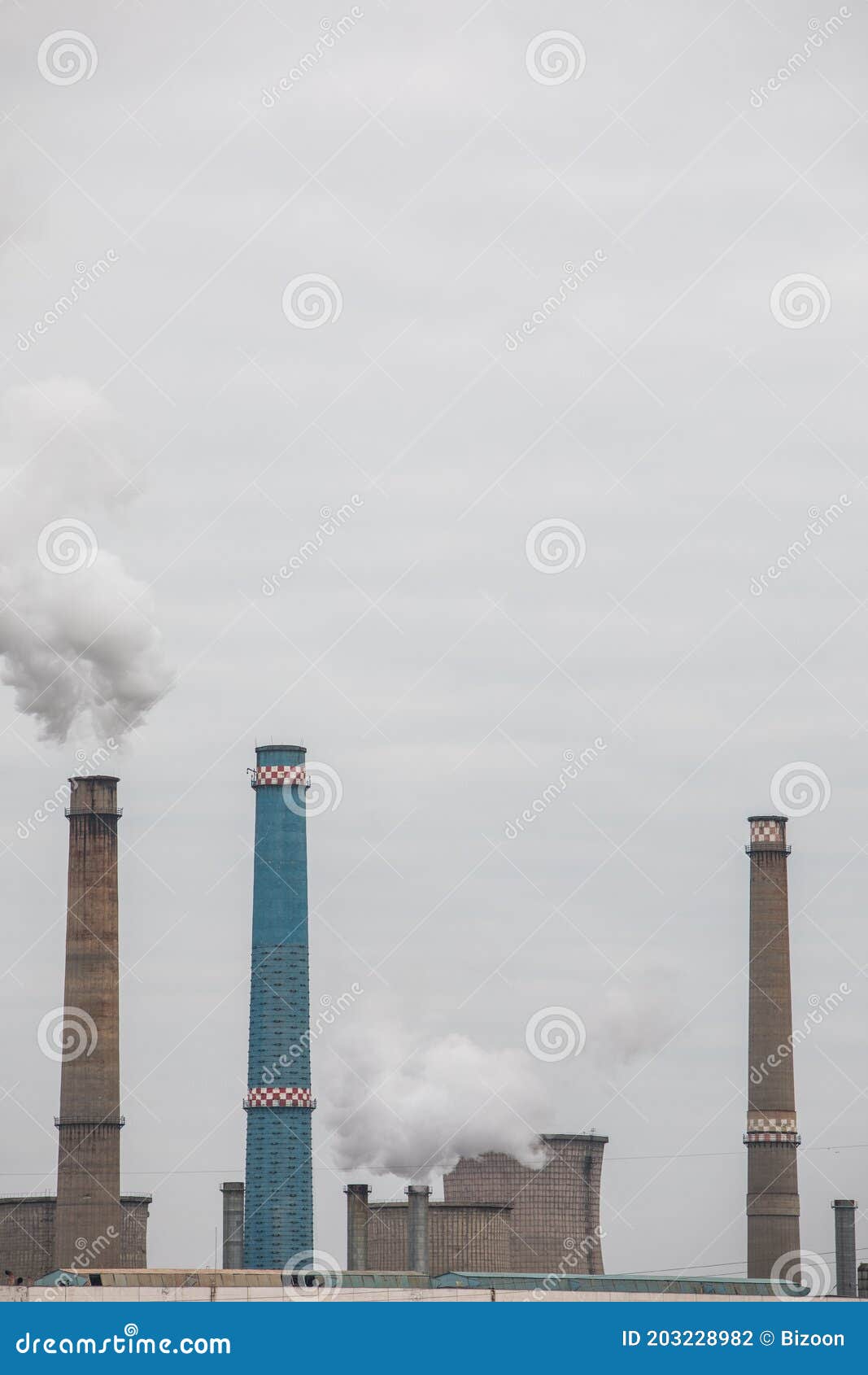 Factory Chimneys with Smoke Stock Photo - Image of tower, emission ...