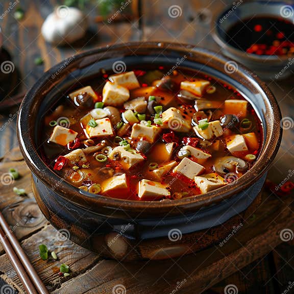 Image Of Chinese Food That Sichuan Hot And Sour Soup Tofu Stock Illustration Illustration Of