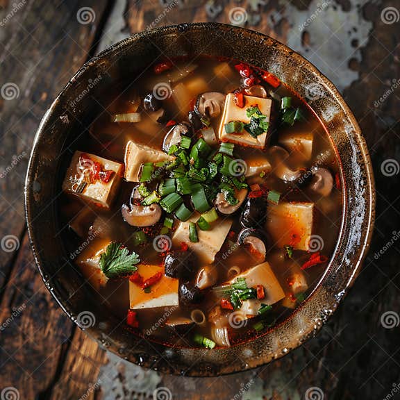 Image Of Chinese Food That Sichuan Hot And Sour Soup Tofu Stock Illustration Illustration Of