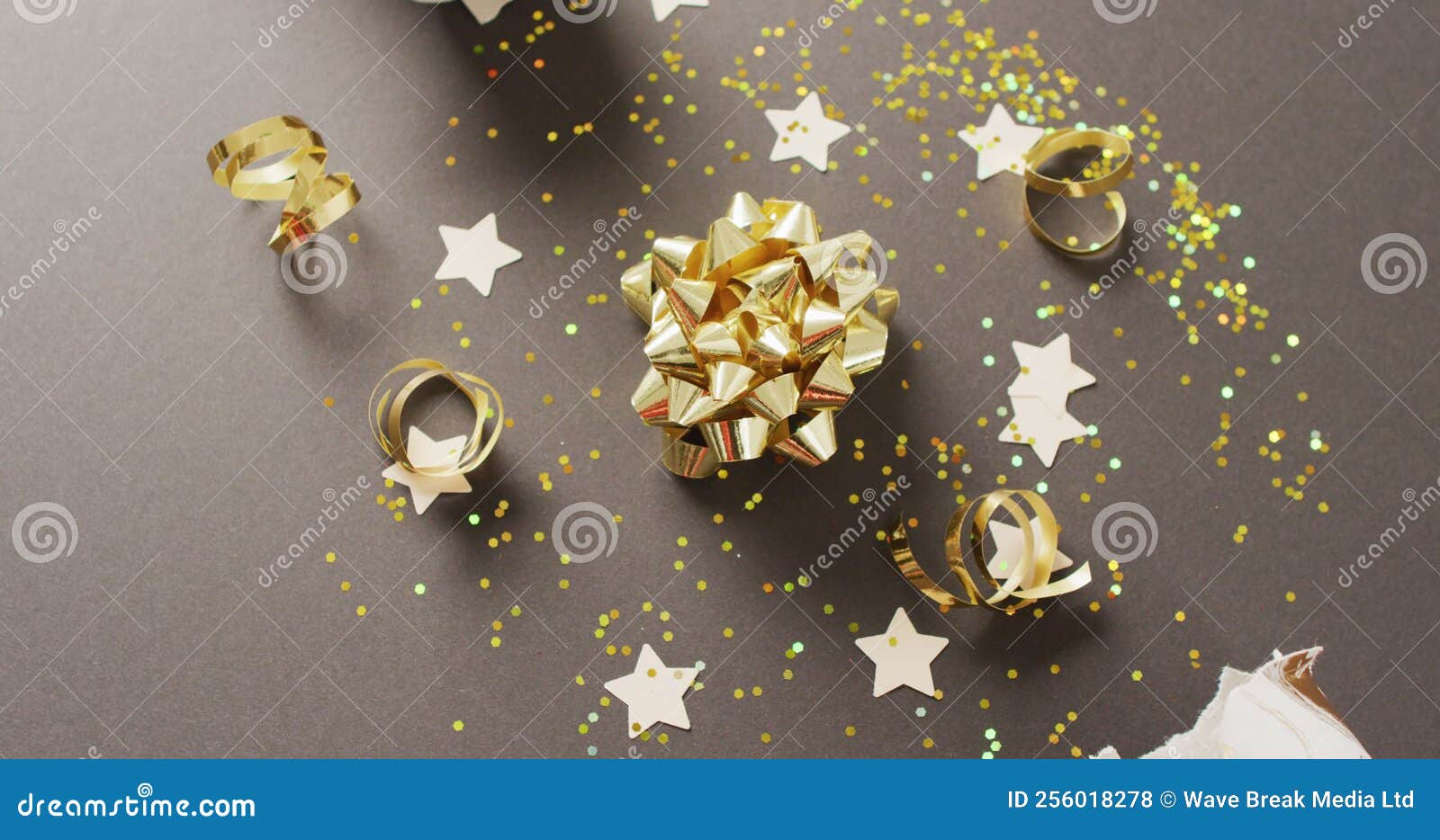Image of Christmas Crackers, Stars and Decoration on Grey Background ...