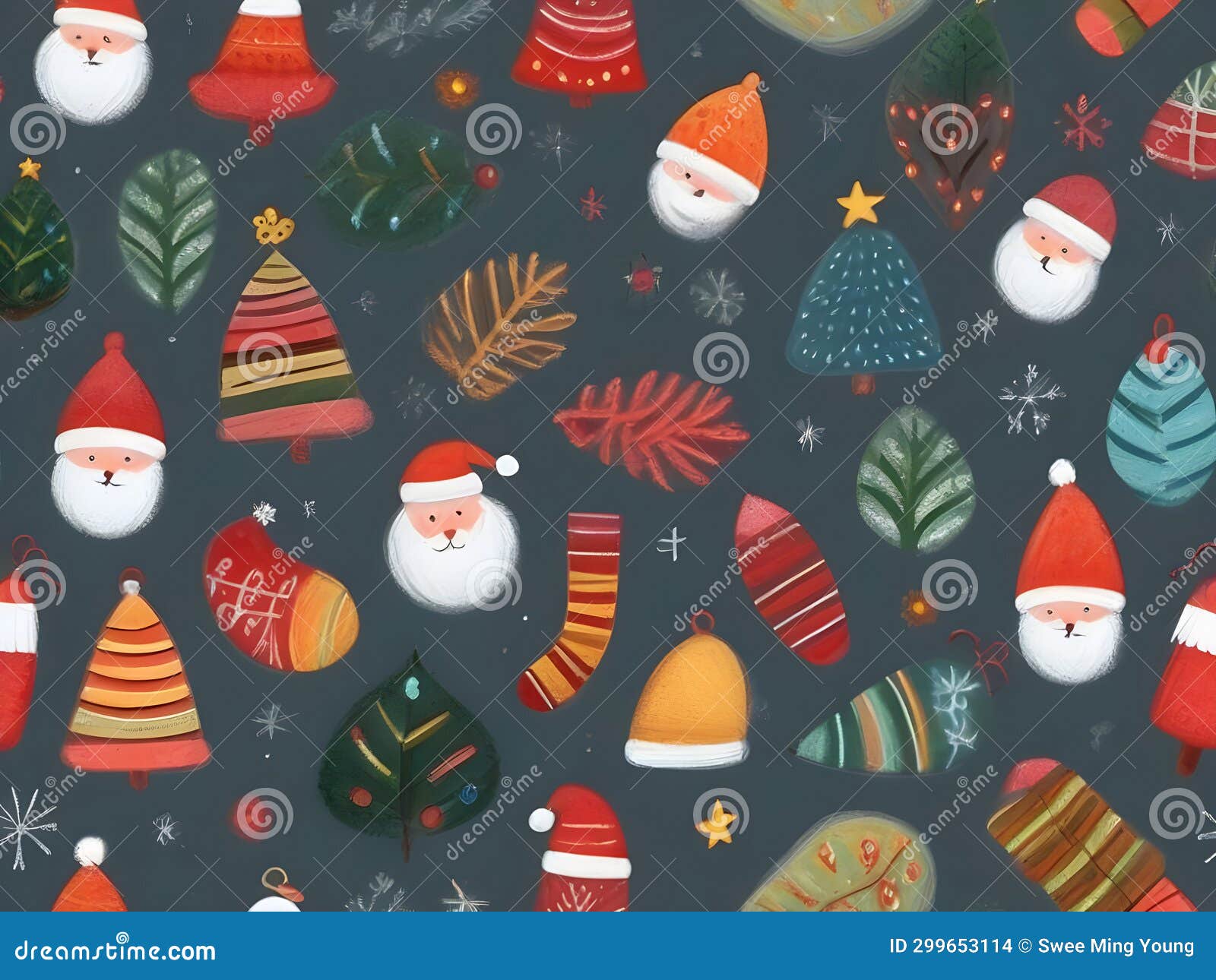 Image of the Christmas Theme Drawing with Chalk by Children in Colors ...