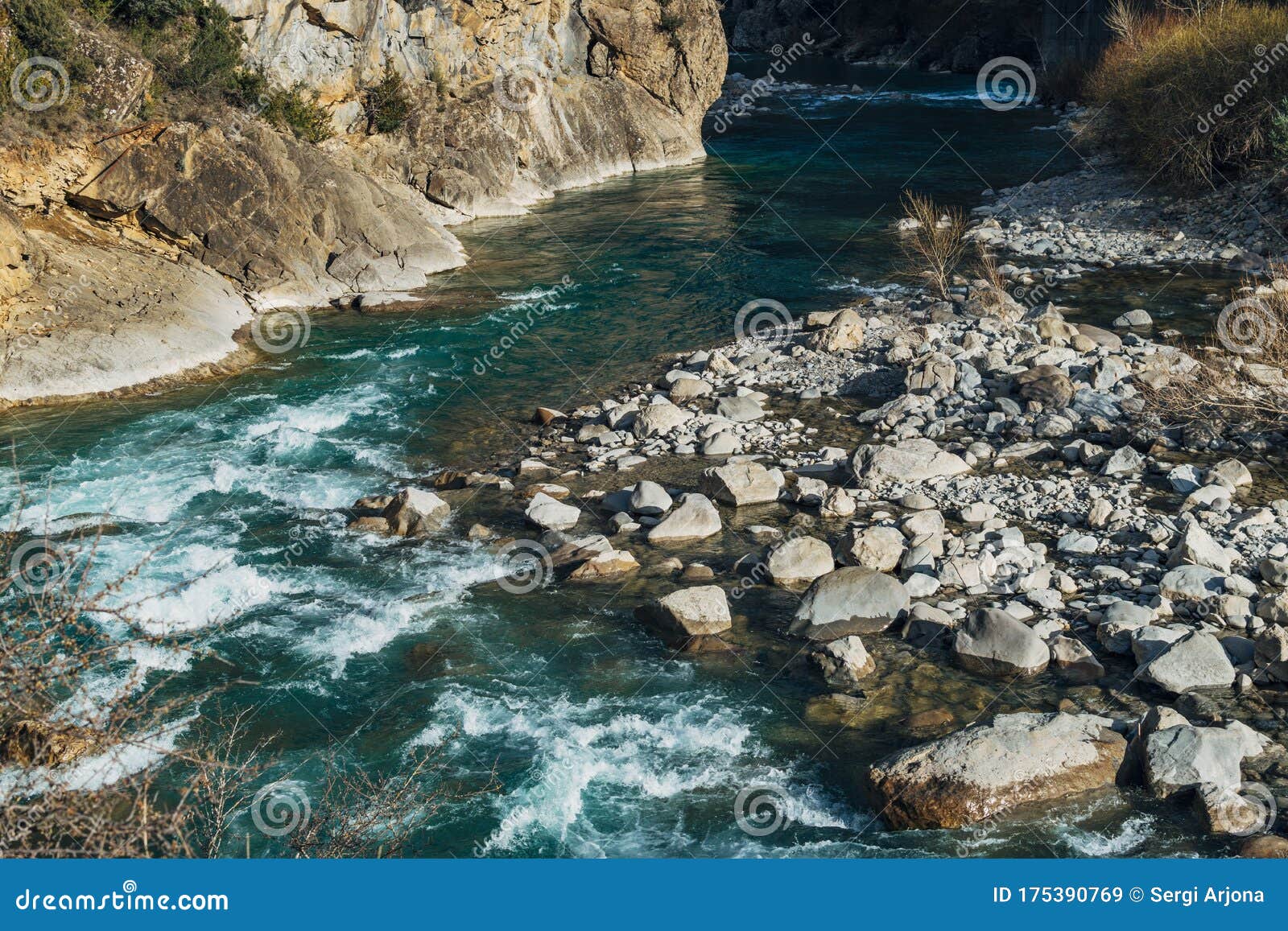 Image of the Cinca River Zigzagging among the Land Stock Image - Image ...