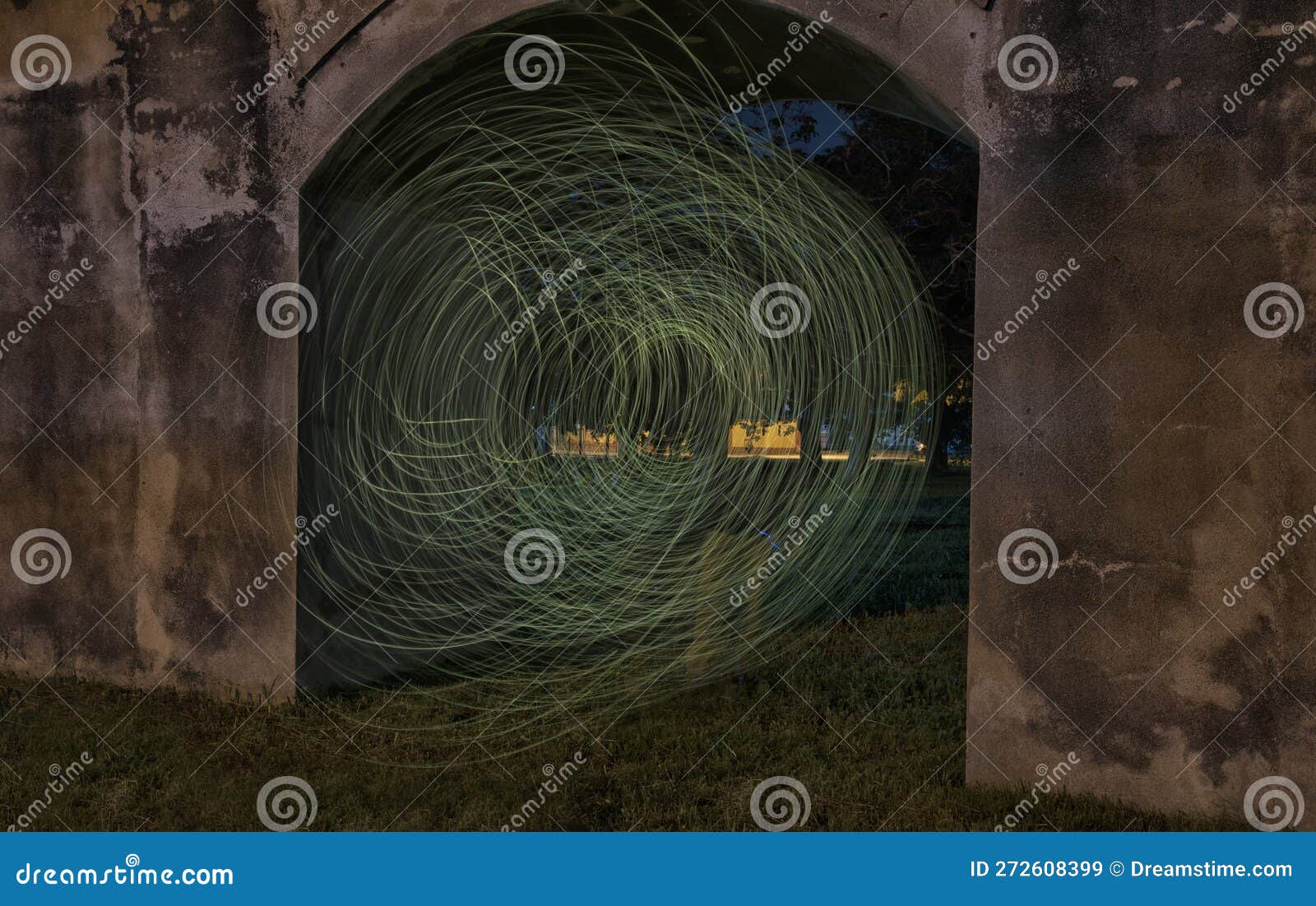 Circles of Emitting Light from Spinning a LED Torchlight. Stock Image ...